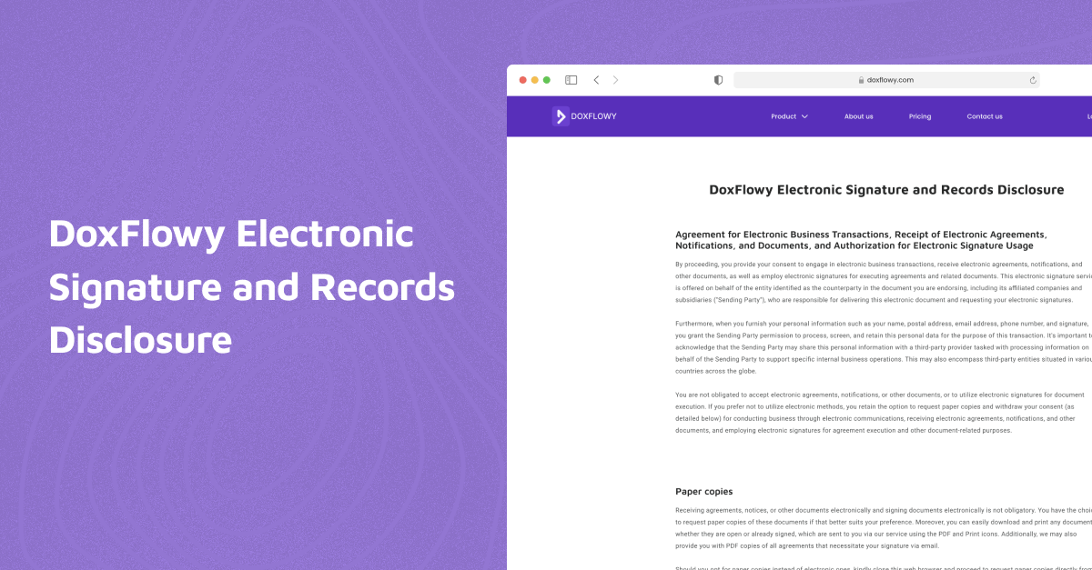 Electronic signature records and disclosure - DoxFlowy